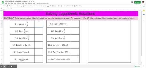 Solving Logarithmic Equations Digital Activity | TpT