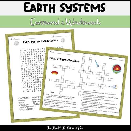 Earth Systems Crossword & Wordsearch 3-5 Science Activities Vocabulary ...