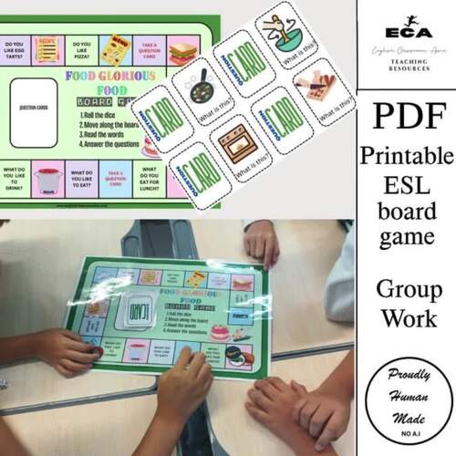 ESL Food Board Game Group Work Questions Vocabulary Reading Groupwork Game