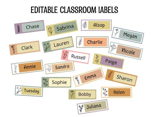 Classroom Labels, Editable Student Desk Plates, Student Name Tags