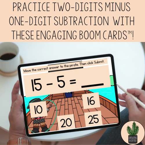 Two Digit Minus One Digit Subtraction Practice Boom Cards™ for Distance ...