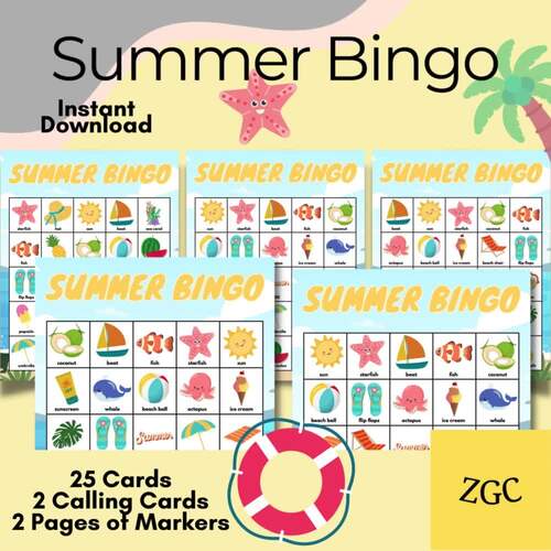 Printable Summer Bingo Game | Fun Classroom Activity | 29 Pages ...