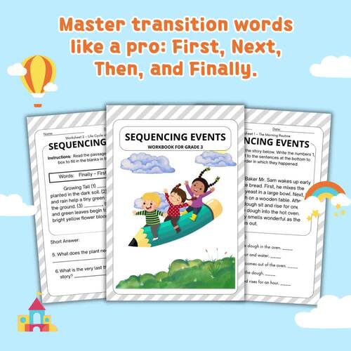 Grade 3 Sequencing Events Worksheets | Chronological Order & Transition ...