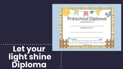 Religious preschool diploma / Editable Christian Certificate / sunshine ...