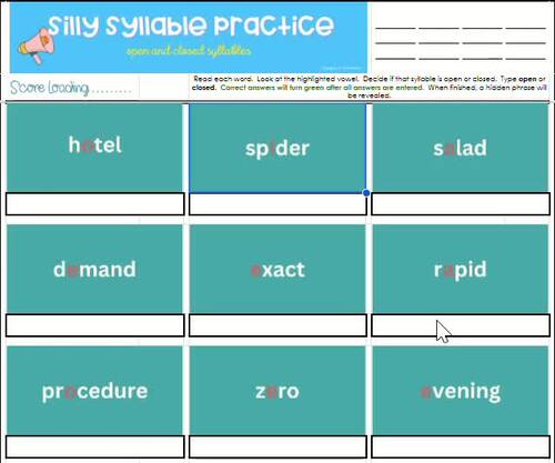 Open or Closed Syllable Practice by Engaging in Elementary | TPT