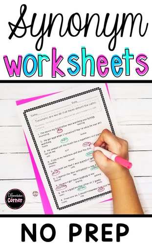 Synonym Worksheets Printable & Digital by Differentiation Corner