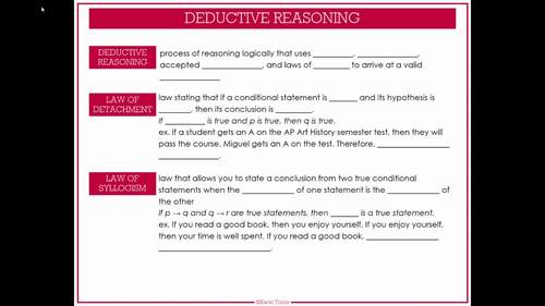Geometry PowerPoint Deductive Reasoning DISTANCE LEARNING by Kacie Travis