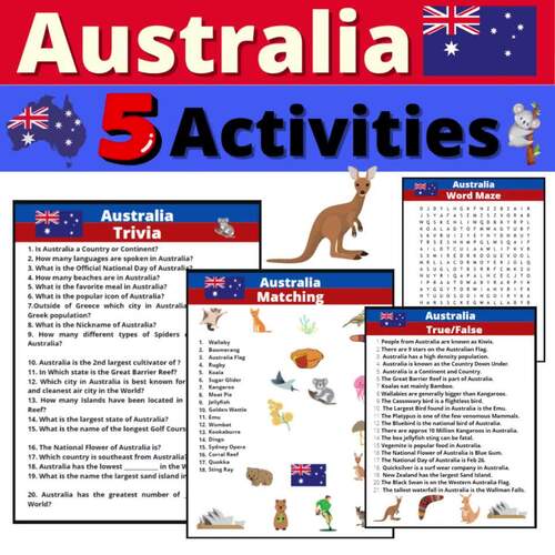 Australia Activities Resource Trivia Vocabulary Research Lessons