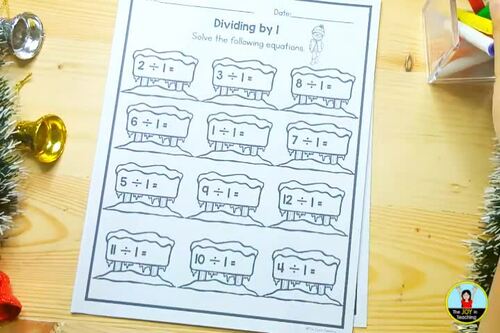 Winter Division Worksheet by The Joy in Teaching | TPT