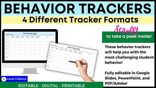 Secondary Student Behavior Tracker, Editable, Digital, Print, Google ...