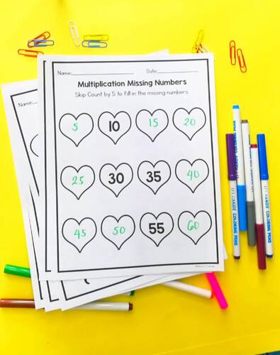 Multiplication Missing Numbers Skip Count Worksheets - Skip Counting Games