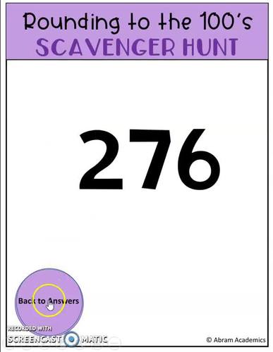 Digital Math Scavenger Hunt for Rounding to the 100's by Abram Academics