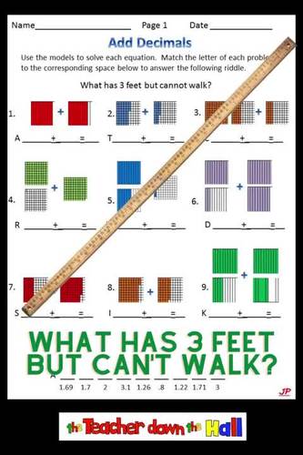 Add & Subtract Decimals Worksheets w/ Riddles Decimal Activities