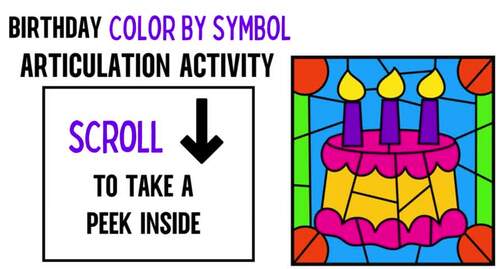 Birthday Articulation Color By Code: F, V, K, G by Jennie's Speech Room