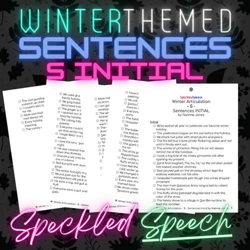 Snowy Speech Therapy WINTER Articulation - S INITIAL - Sentences