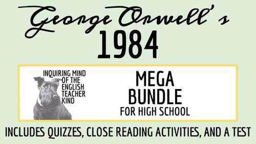 1984 Quiz, Close Reading, and Test Mega Bundle for Google Drive | TPT