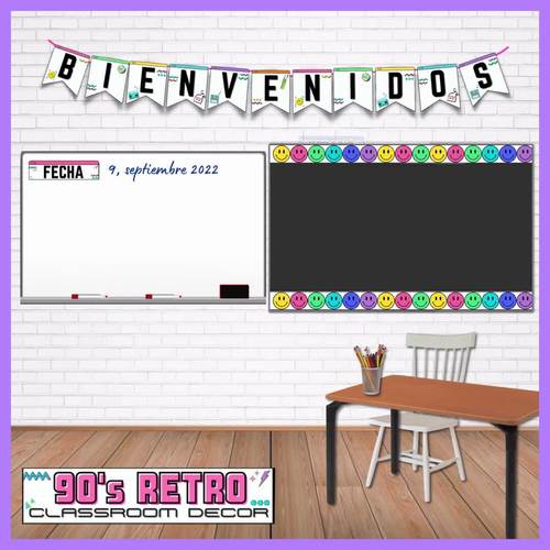 90s Retro Classroom Decor Bundle. Pack de decoración 90s back to school