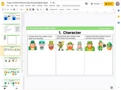Saint Patrick's Day Scene Digital Glyph Activity | TPT