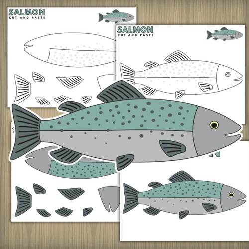 Salmon Craft Activity | Ocean & River Fish Cut and Paste Craft for Kids