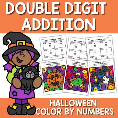 Halloween Double Digit Addition with Regrouping Color by Number ...