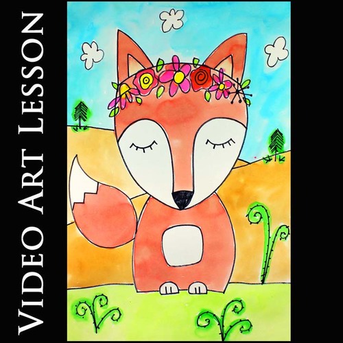 FOX with a FLOWER CROWN | Easy Drawing & Painting Art Project | Back to ...