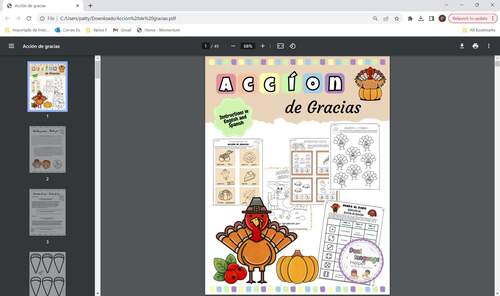 Acción de Gracias by Dual Language Helper Ayudante Bilingue | TPT