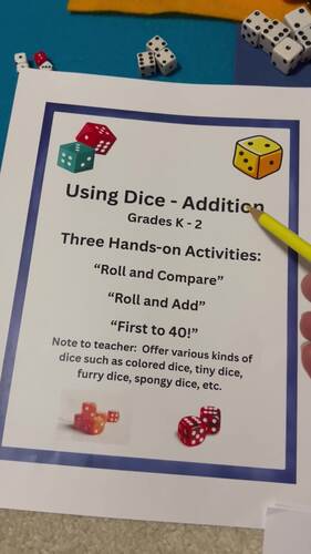 Using Dice - Addition by MonumentalMath | TPT