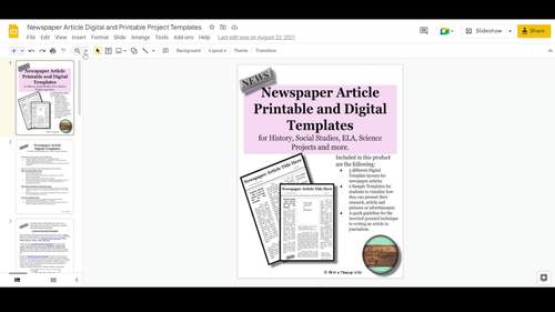Journalism Newspaper Article Project Digital & Printable Templates