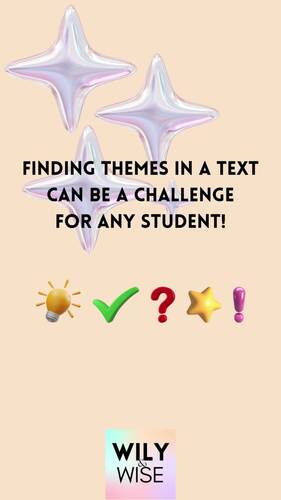 Finding Themes Worksheet - Middle School High School English Text Response