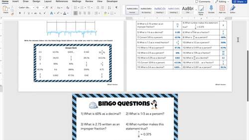 6th/7th Grade Math Winter Activity: BINGO Review Game (Rational Numbers)