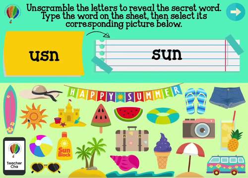 Word Scramble + I Spy Game: Summer Edition (BOOM Cards™ for Distance ...