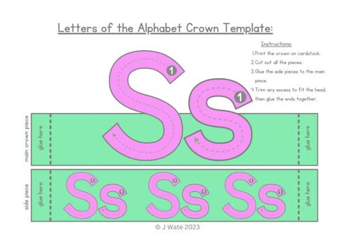 Alphabet Crown Craft Activities: Letter of the Week Ss Worksheets