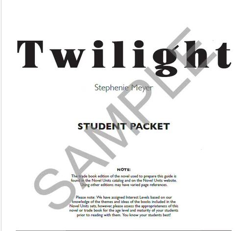Twilight Novel Units® Student Packet Novel Study | TPT