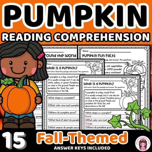 Pumpkin Reading Comprehension Worksheets Grade 1 and 2 with Answer Keys