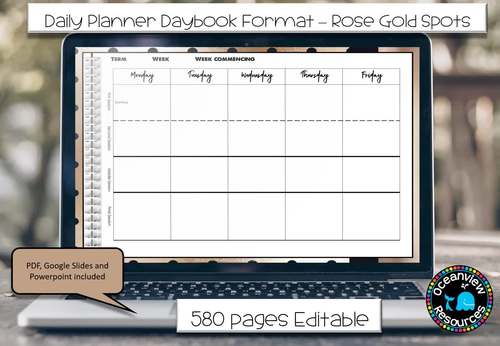 Daybook Planner for Teachers- Rose Gold -Black SPOTS PDF I GOOGLE ...