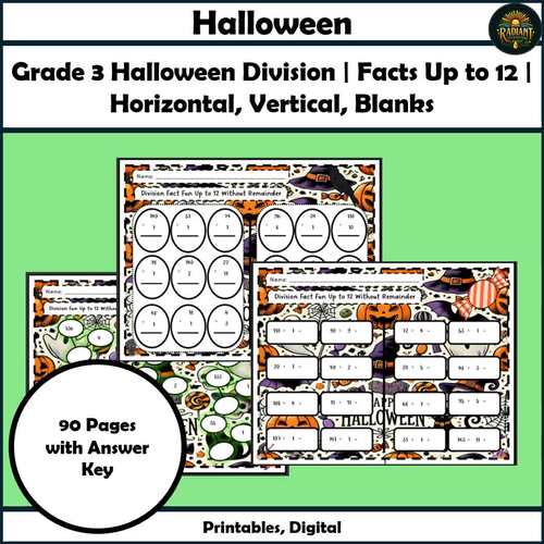 Grade 3 Halloween Division | Facts Up to 12 | Horizontal, Vertical, Blanks
