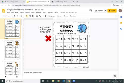 Google Classroom or Seesaw Digital Addition Doubles Bingo! {Distance ...
