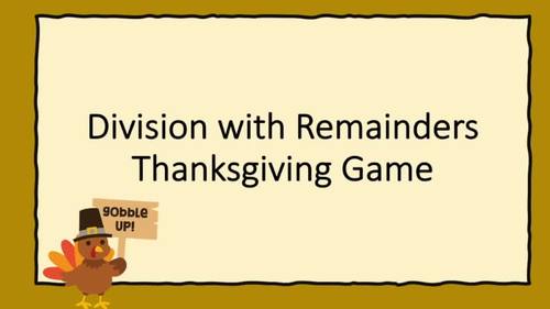 Division with Remainders Game Thanksgiving Riddle by School Sisters ...
