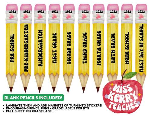 Customizable Grade Pencils for Students and Staff by Miss Kerry Teaches