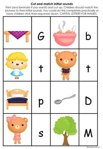 Goldilocks Initial Sounds Early Writing Phonics Practice | TPT