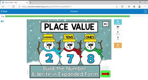 Place Value BOOM Cards Snowmen Winter 3 Digit with Expanded Form Second ...