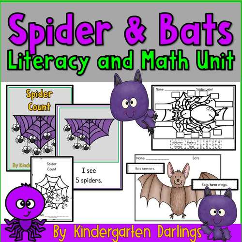 Spiders and Bats Printable Activities for Kindergarten and First Grade