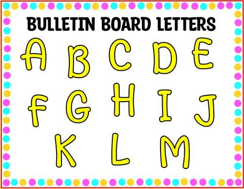Printable Bright Yellow Color Bulletin Board Letters, Large Alphabet ...