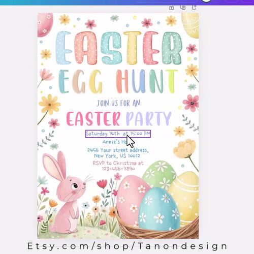 Easter Egg Hunt Invitation, Easter Bunny Invitation, Easter Party ...
