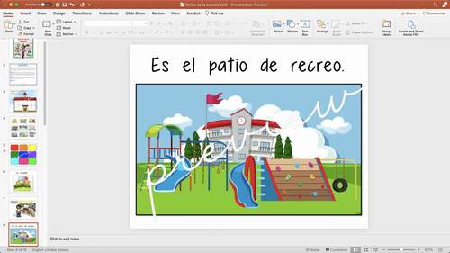 Partes de la escuela - Presentation Lesson PPT and PDF | TPT