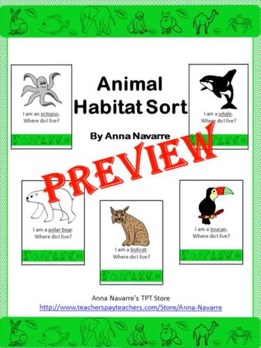 Animal Habitat Sort by Anna Navarre | TPT
