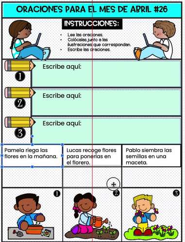APRIL MATCH UP SENTENCES IN SPANISH - DIGITAL & PRINT | TpT