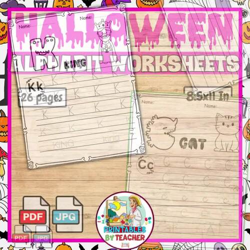 Halloween alphabet tracing-writing worksheets | October fall-themed ...