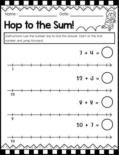 Open Number Line Addition & Subtraction within 20 Worksheets | CCSS Aligned