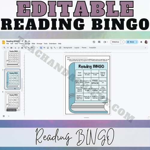 Monthly Reading BINGO, Editable Reading BINGO - Yearlong BINGO, Growing ...